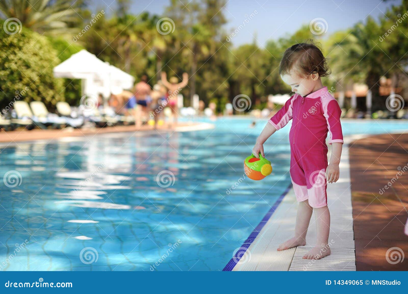 Cute Girl Playing in Swimming Pool Stock Image - Image of baby, child ...