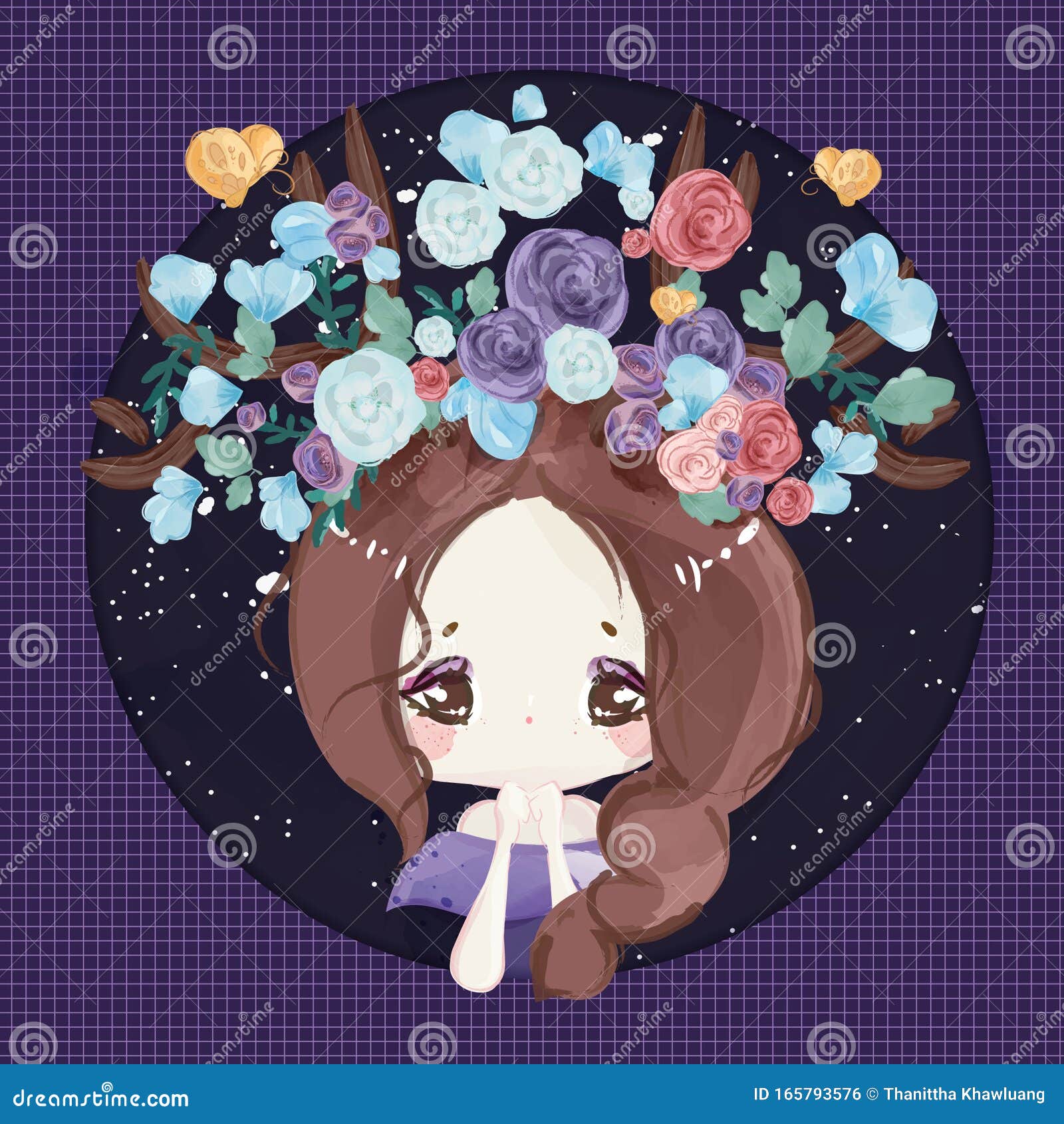 Cute girl Premium vector stock illustration. Illustration of lovely ...