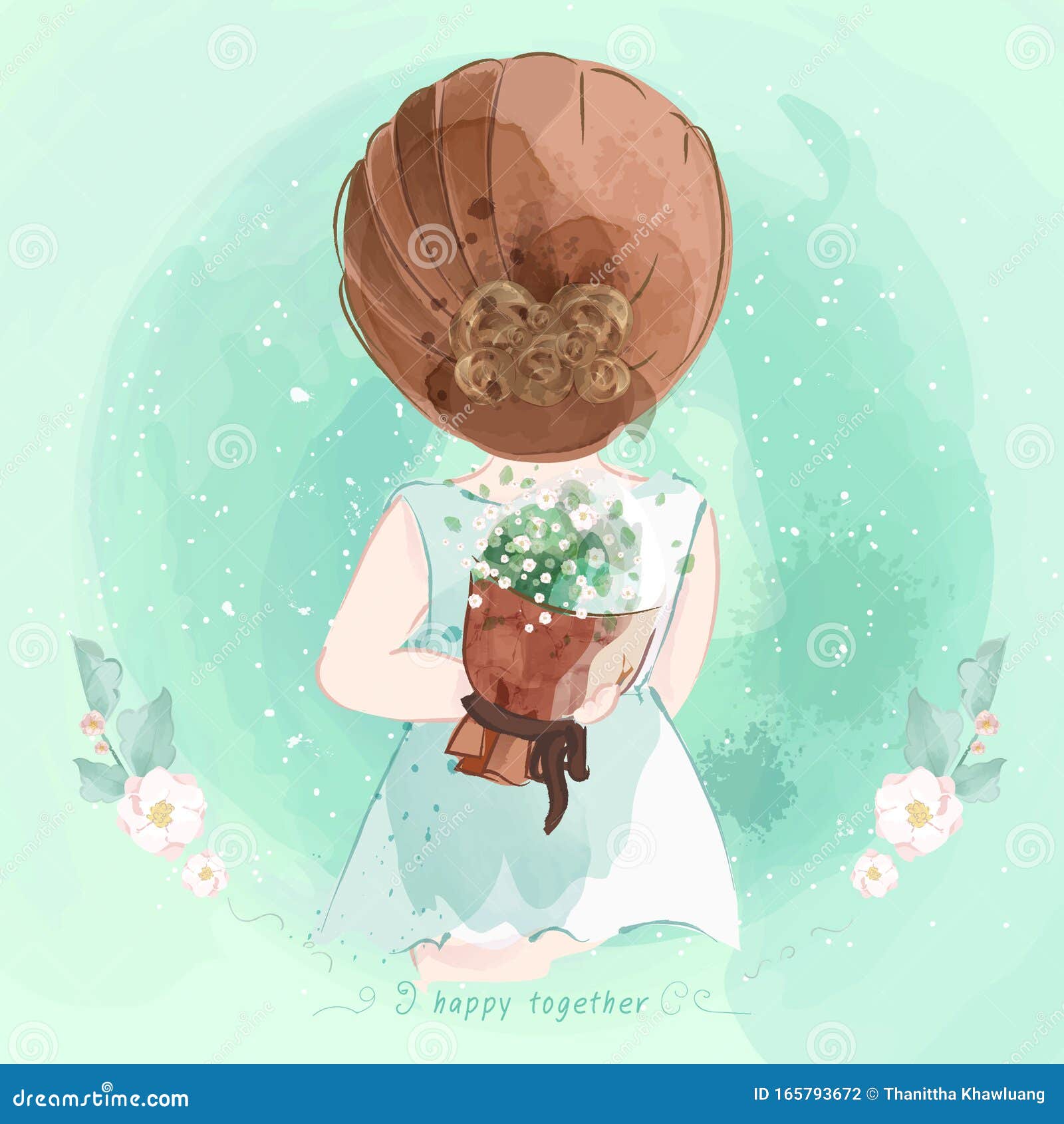 Cute girl Premium vector stock illustration. Illustration of ...