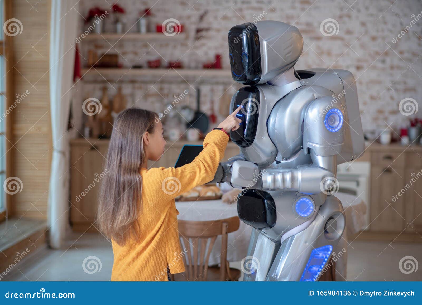 Cute Girl Pressing Buttons on Robots Programming Panel Stock Photo ...