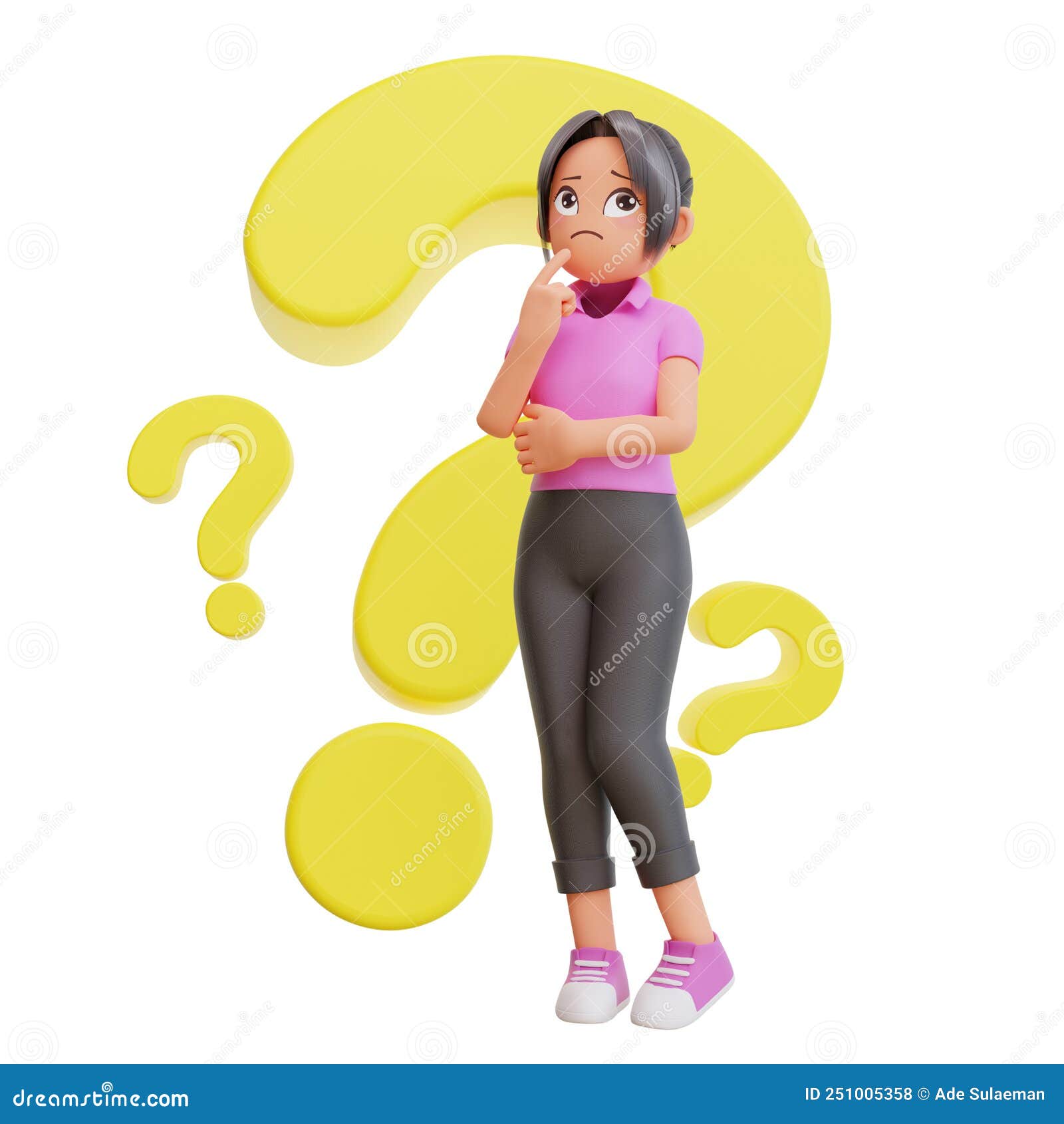 Cute Girl with Question Mark Stock Illustration - Illustration of face ...