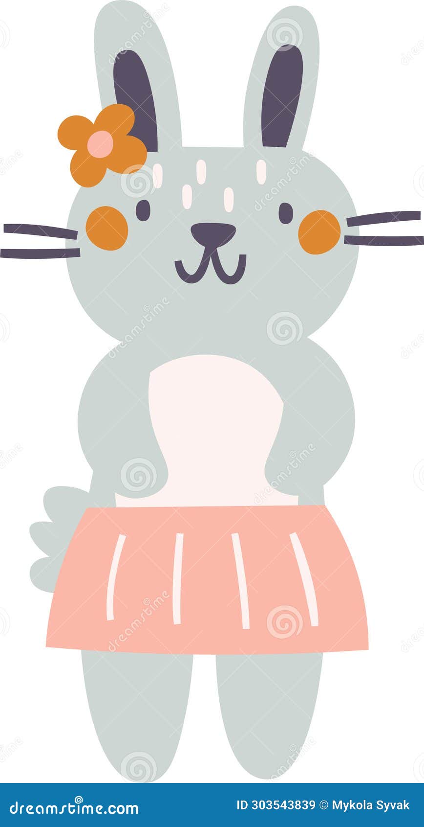 Cute Girl Rabbit stock illustration. Illustration of bunny - 303543839