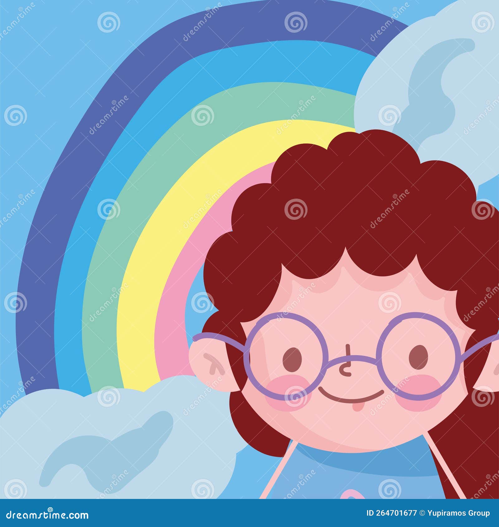 Cute girl and rainbow stock vector. Illustration of love - 264701677