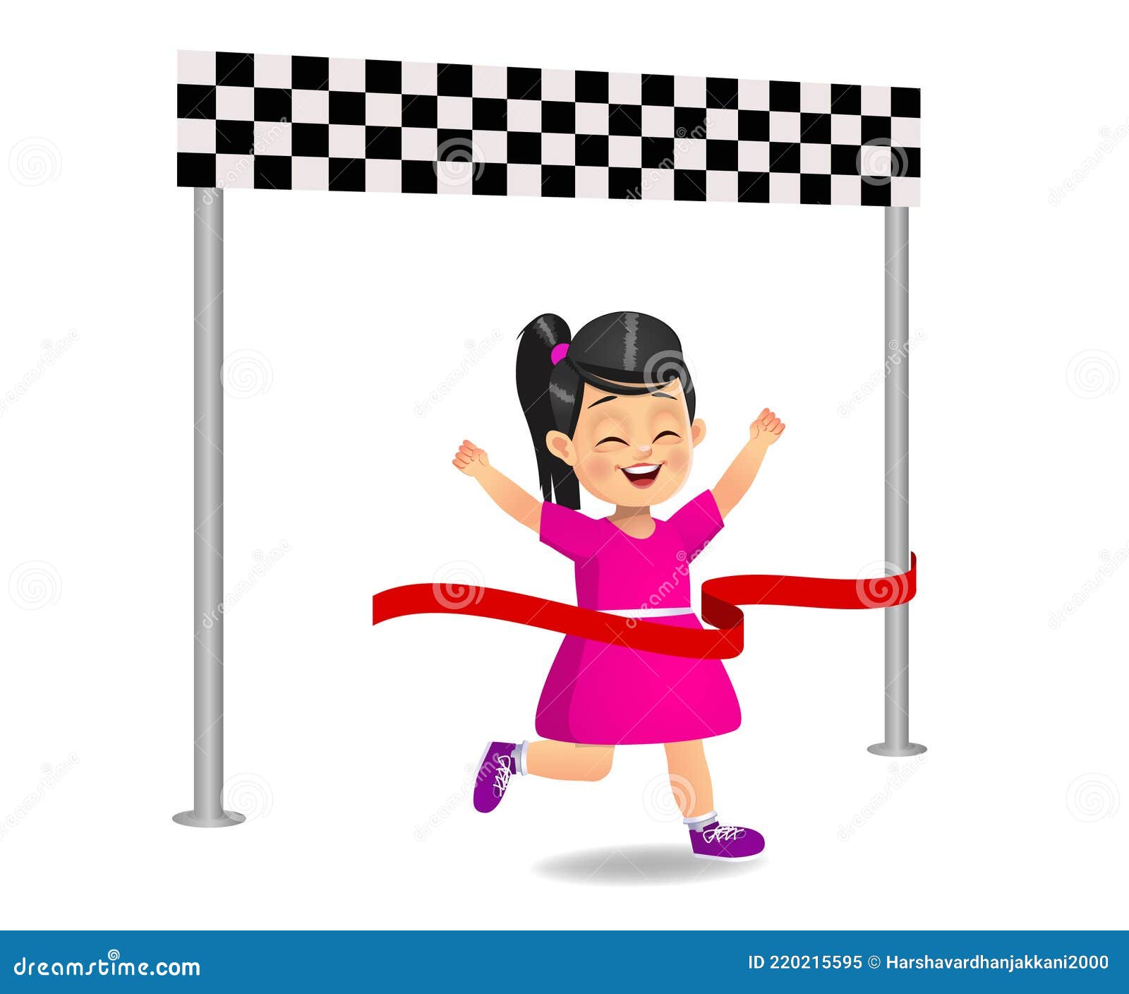 Cute Girl Reaching Finish Line Vector Stock Vector - Illustration of ...
