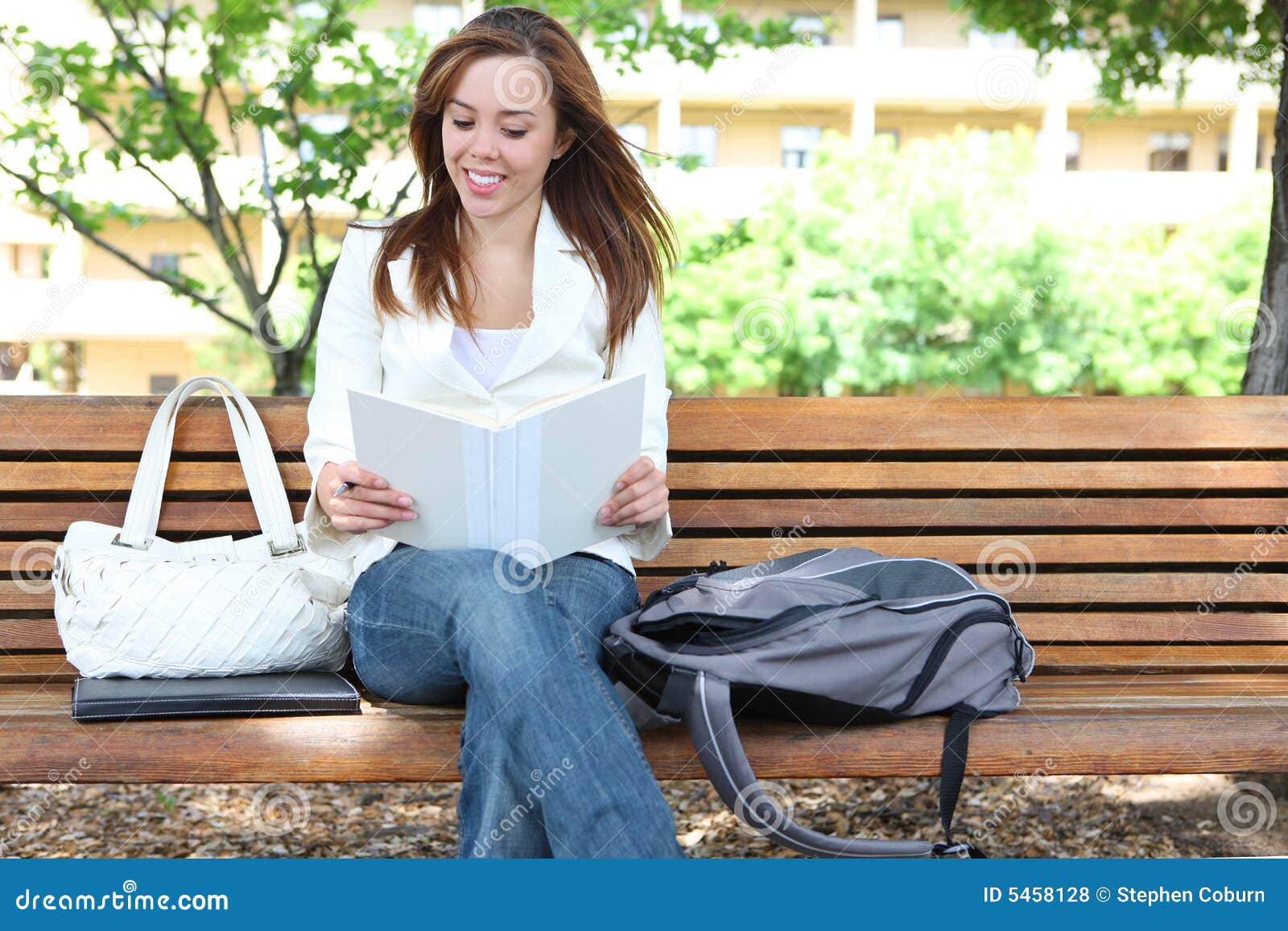 Cute Girl Reading at School Stock Photo - Image of educated, reading ...