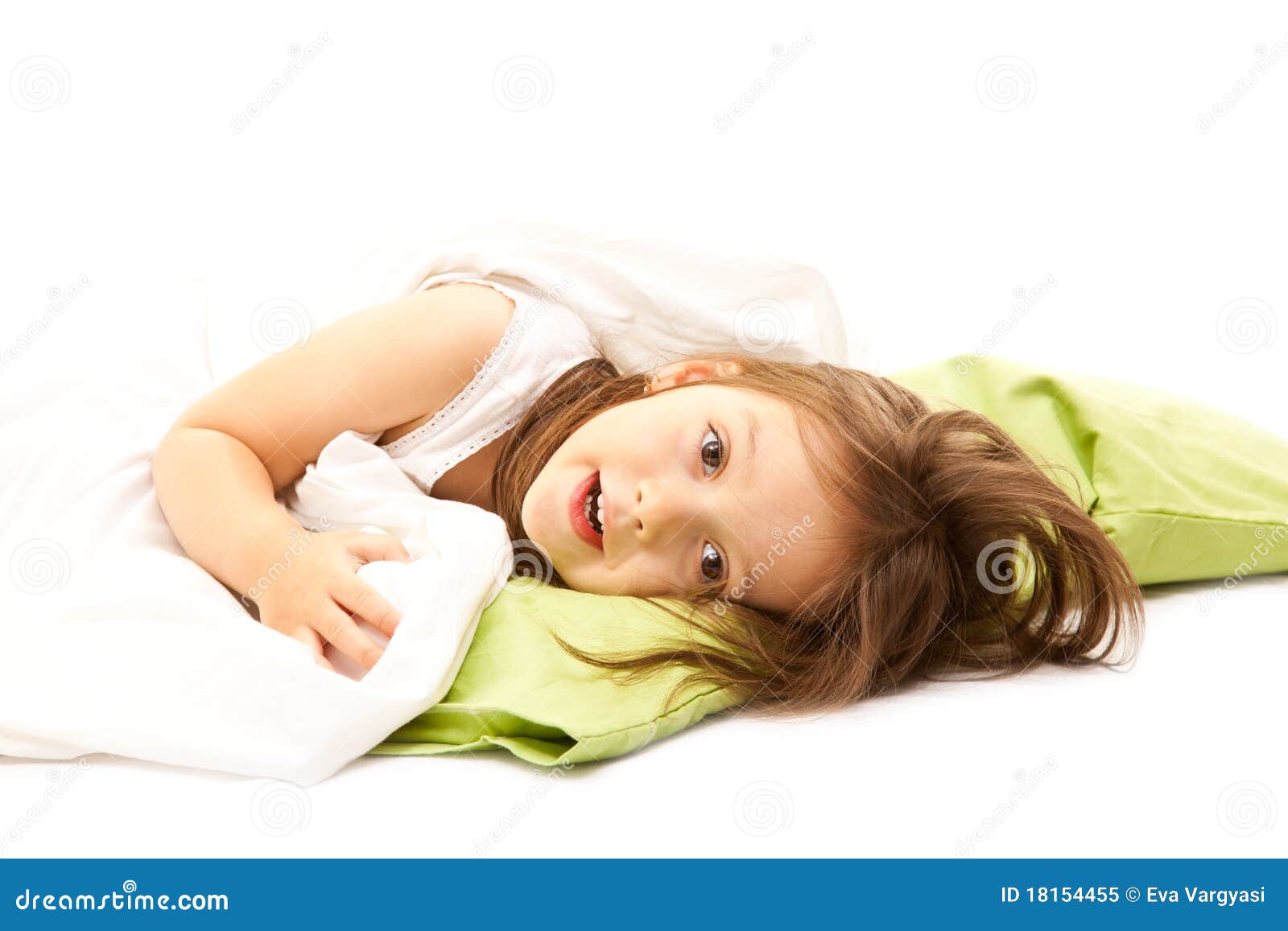 Cute girl relaxing in bed stock image. Image of bedding - 18154455