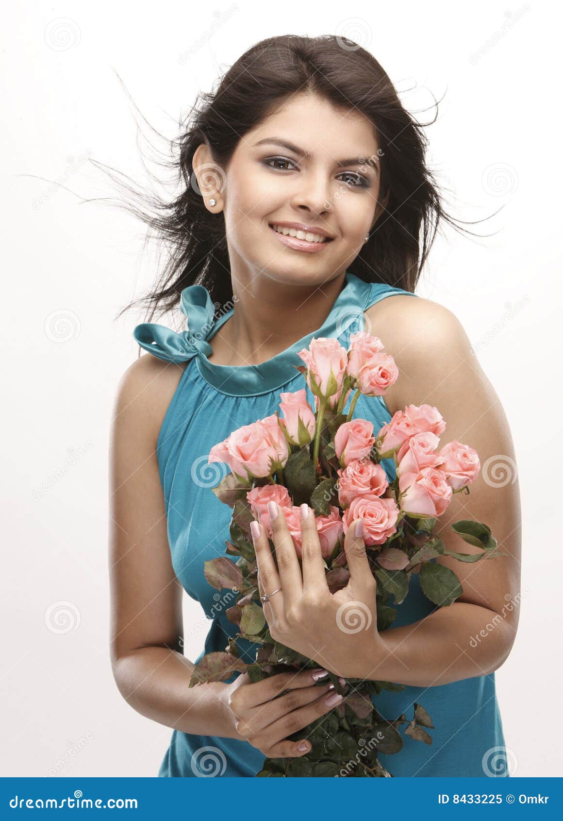Cute girl with roses stock image. Image of girl, dress - 8433225