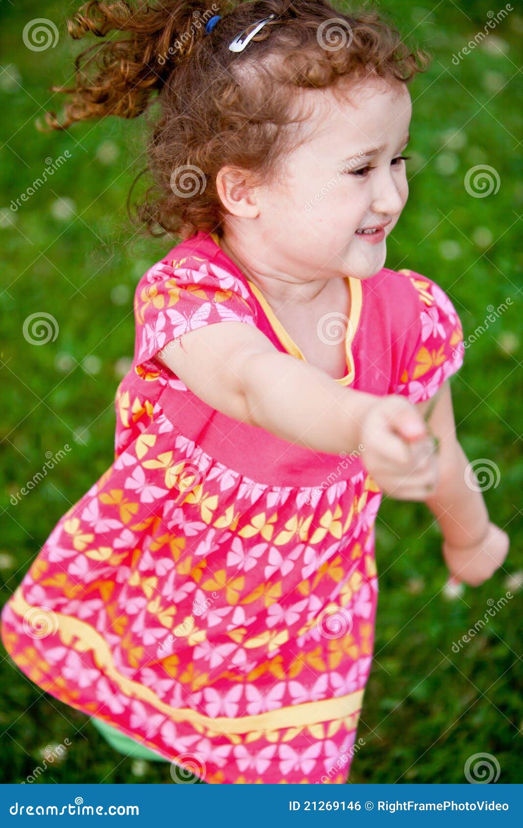Cute Girl Running and Smiling at Camera Stock Photo - Image of ...