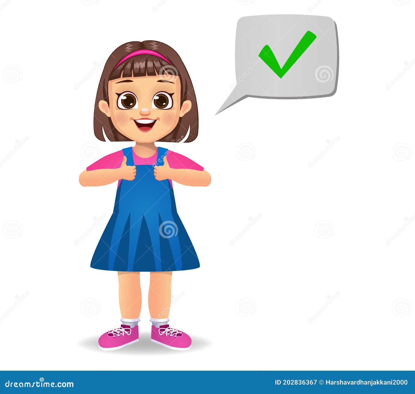 Cute girl saying correct stock illustration. Illustration of cancel ...