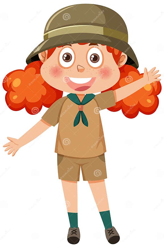 Cute Girl Scout Cartoon Character Stock Vector Illustration Of