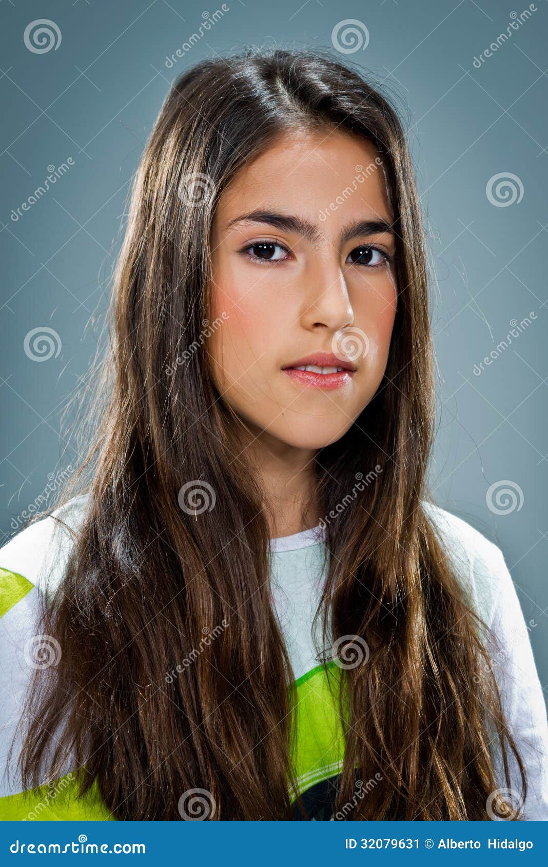 Cute Girl with Serious Expression Stock Image - Image of short, female ...