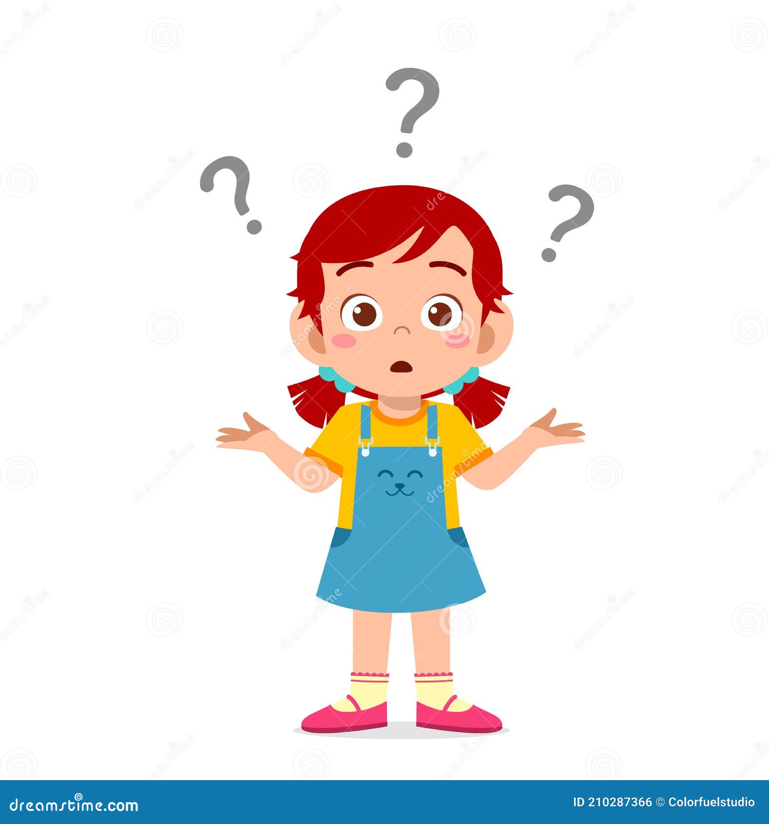 Cute Girl Show Confused Expression with Question Mark Stock Vector ...