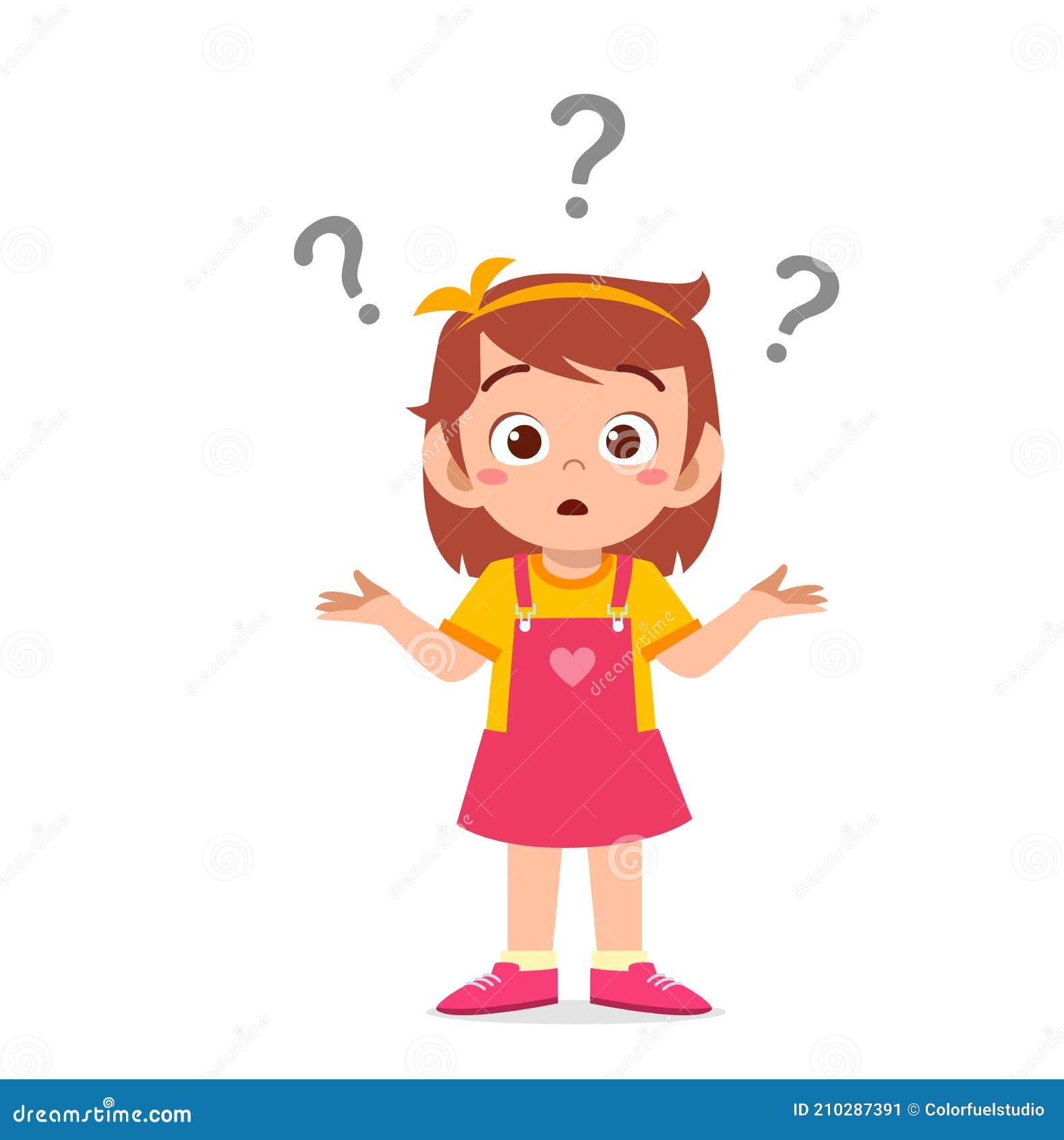 Cute Girl Show Confused Expression with Question Mark Stock Vector ...