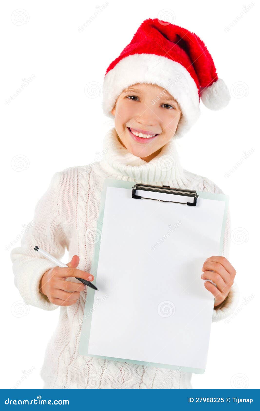 Cute Girl Showing a Blank Paper Stock Image - Image of blond, christmas ...