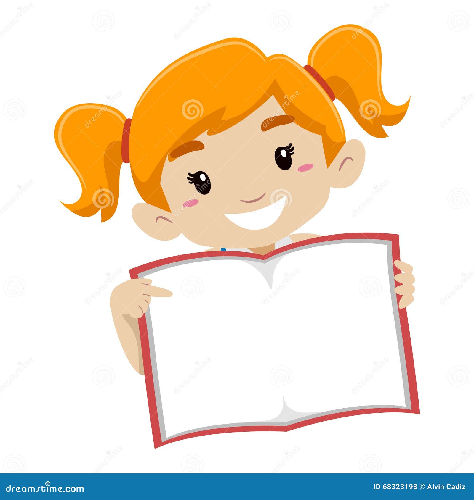Cute Girl Showing an Empty Page Book Stock Vector - Illustration of ...