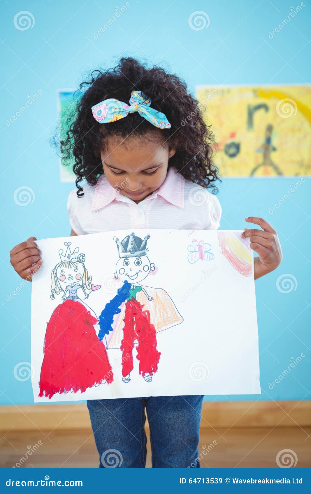 Cute Girl Showing Her Drawing Stock Image - Image of creative ...