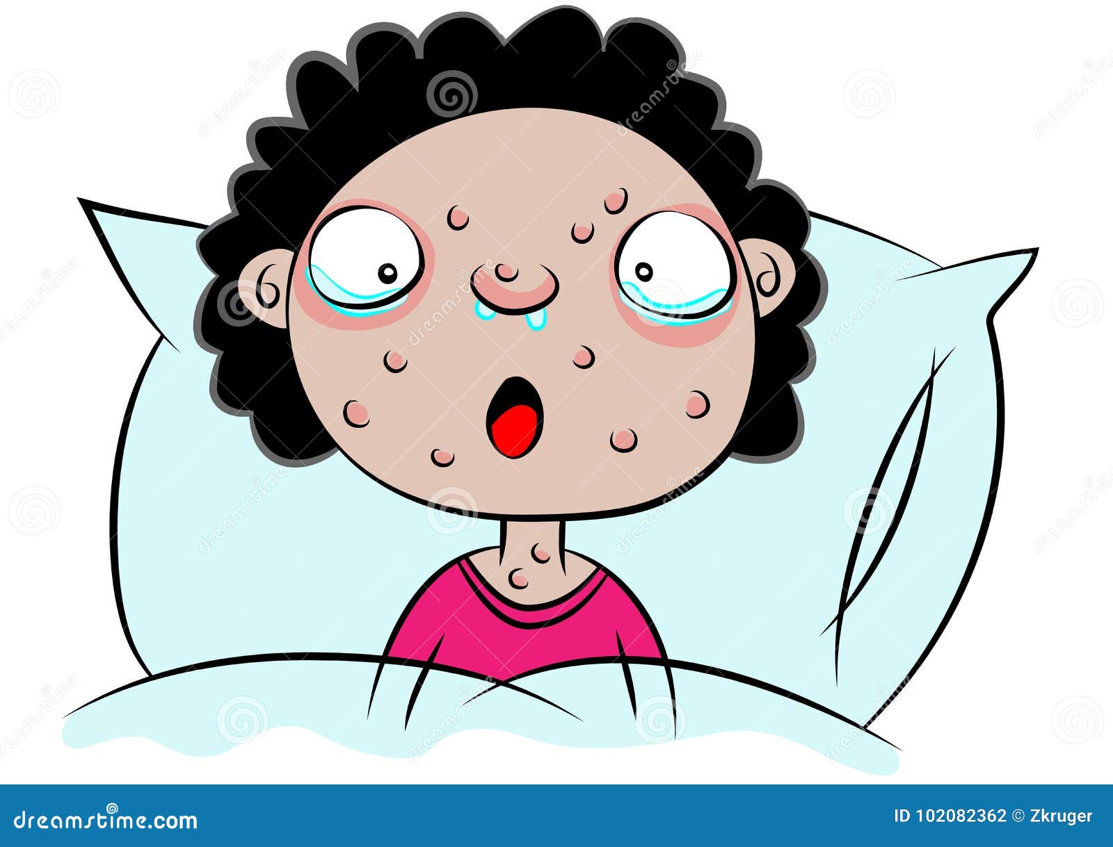 Cute girl sick in bed stock vector. Illustration of temperature - 102082362