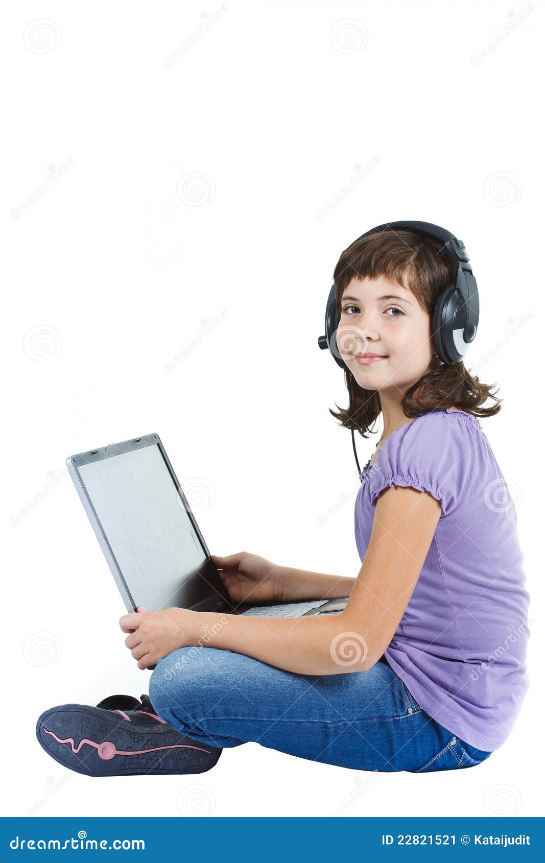 Cute Girl Sitting with Laptop Stock Image - Image of joyful, cute: 22821521