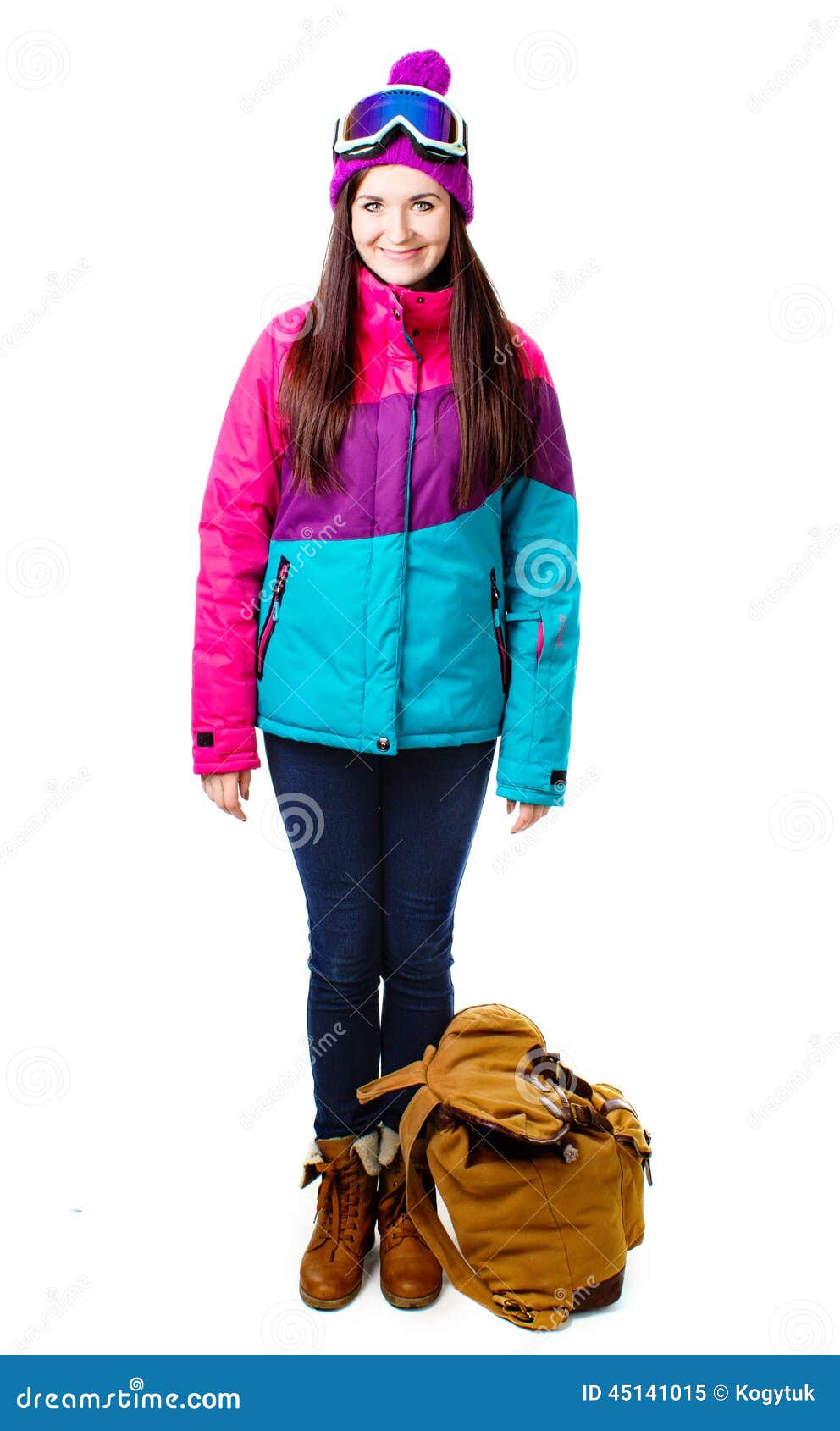 Cute girl in a ski suit stock image. Image of alpine - 45141015