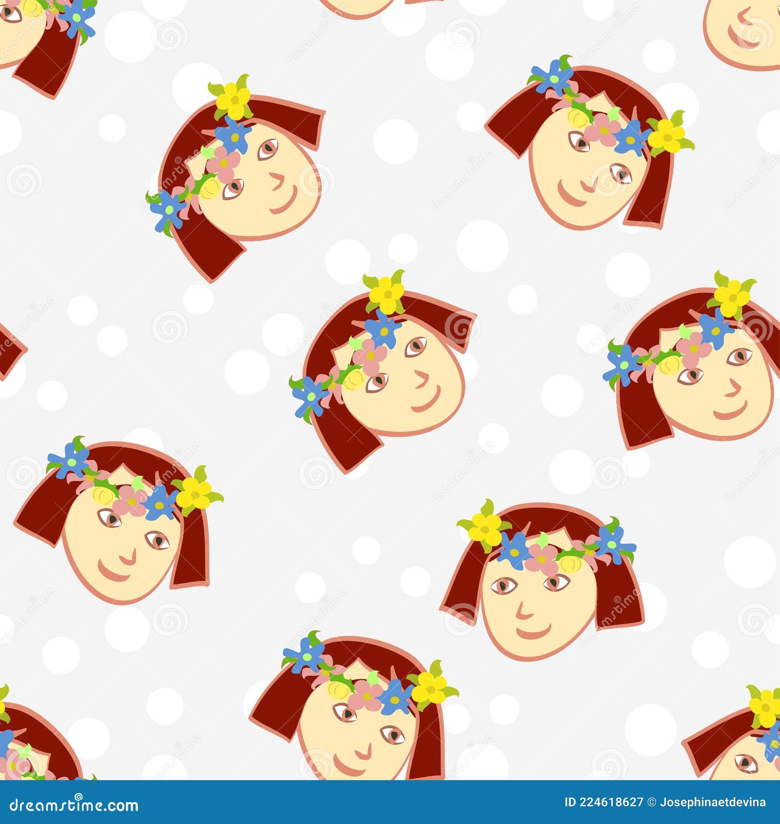 Cute Girl Smiley Faces Repeat Pattern Stock Vector - Illustration of ...