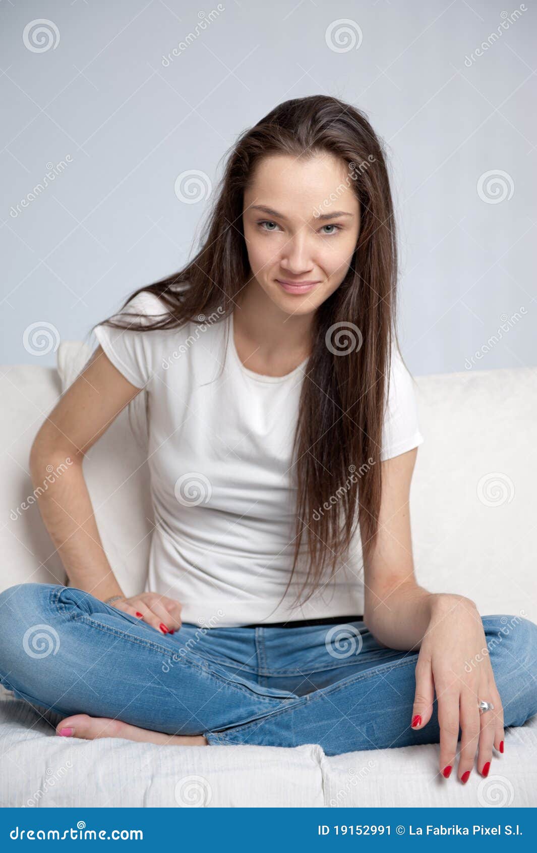 Cute girl on the sofa stock image. Image of beautiful - 19152991