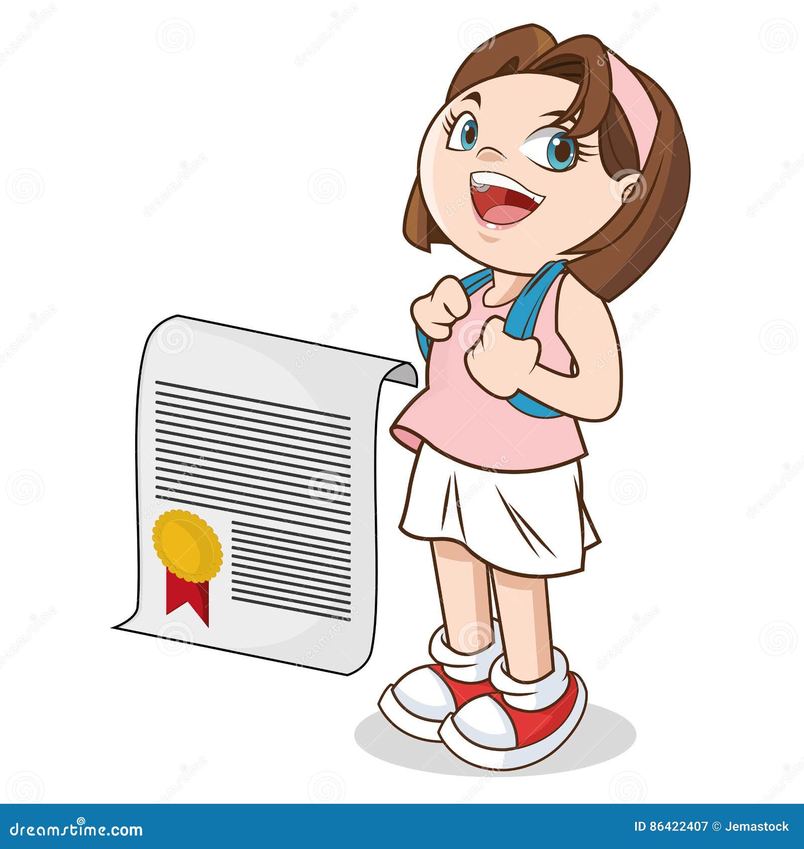 Cute Girl Student with Certificate School Stock Vector - Illustration ...