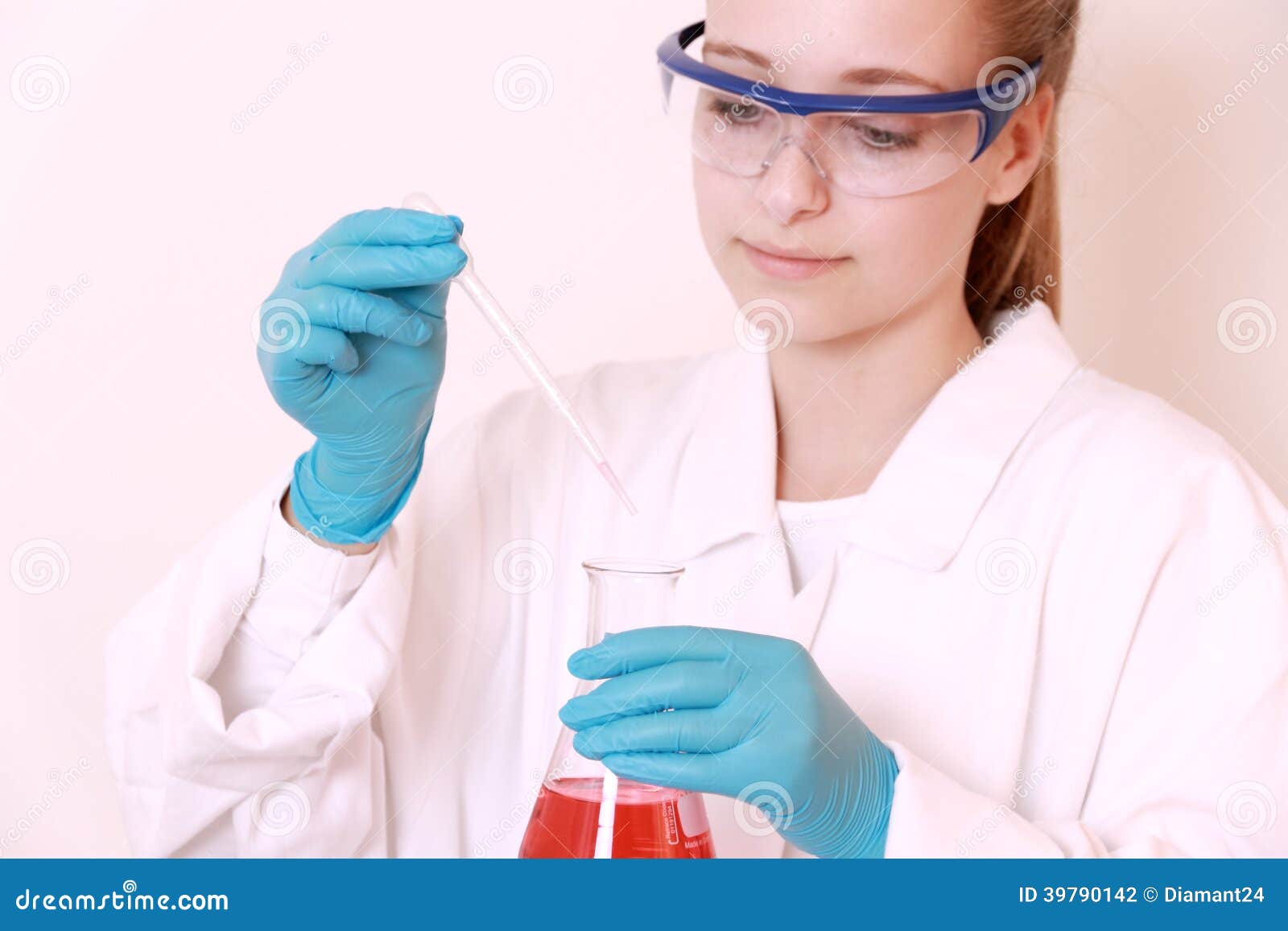 Cute Girl Student Takes Test Sample Stock Photo - Image of girl ...