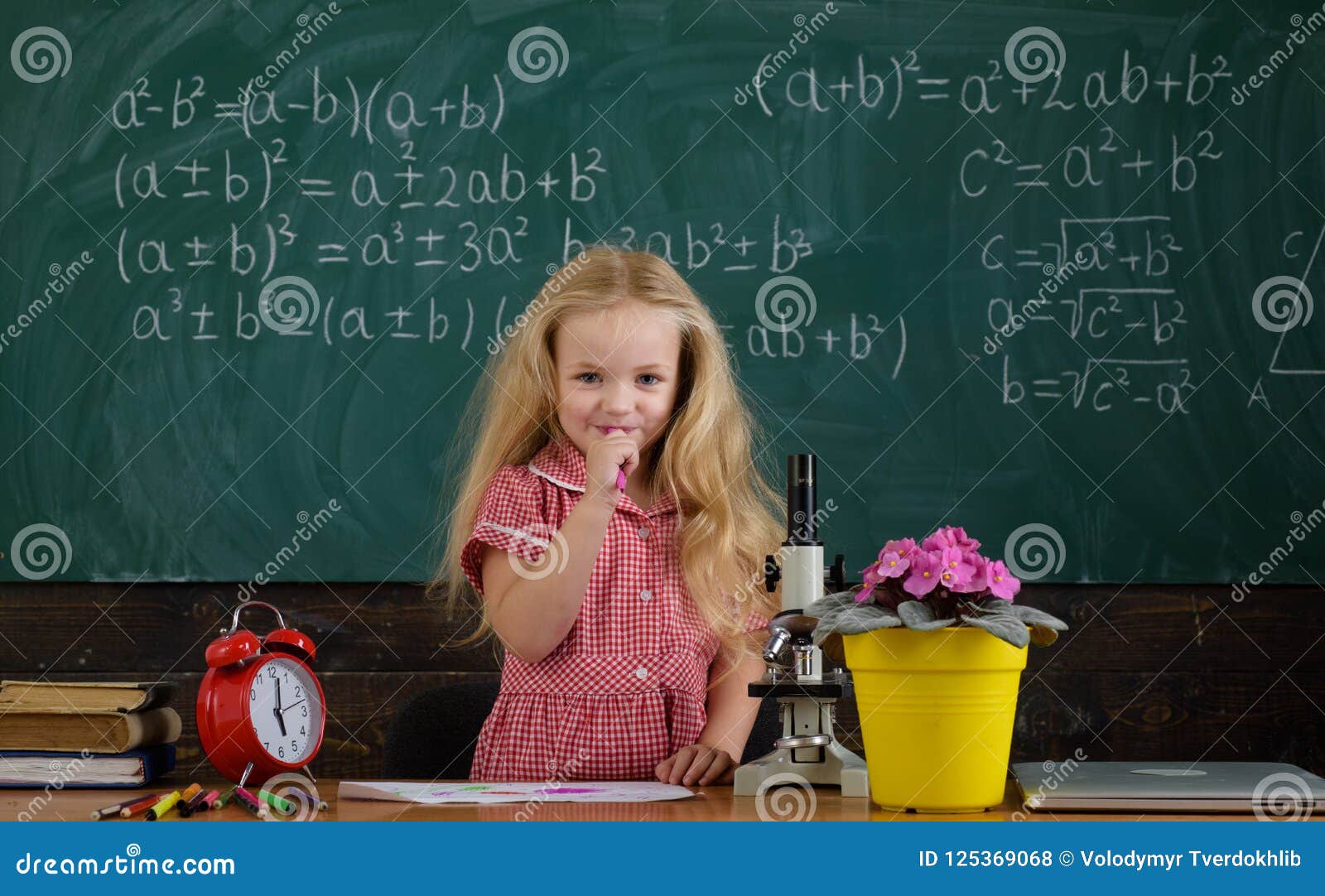 Cute Girl Study in School Classroom, Knowledge Concept. Confident in ...