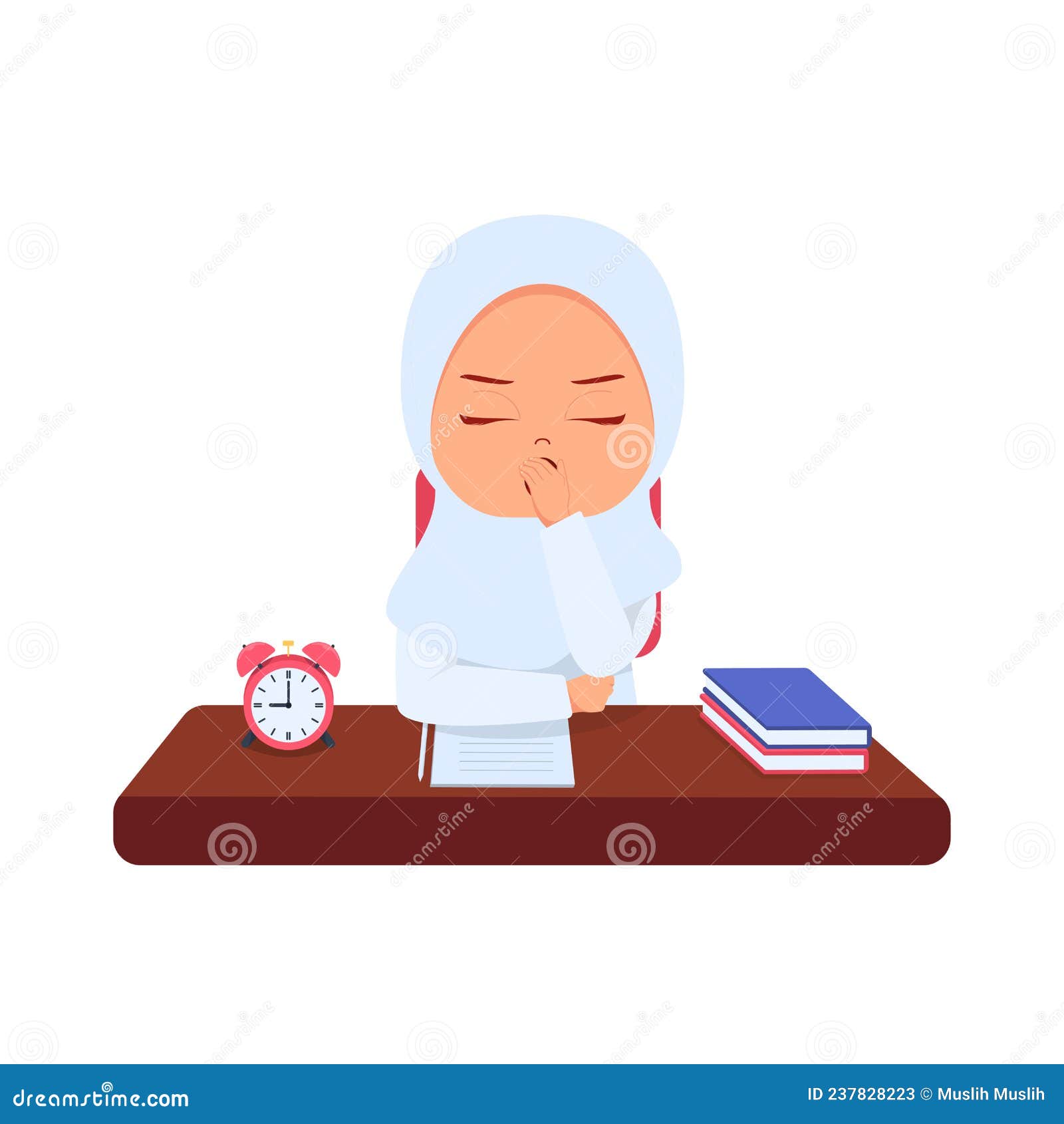 Cute Girl at the Study Table Stock Vector - Illustration of knowledge ...