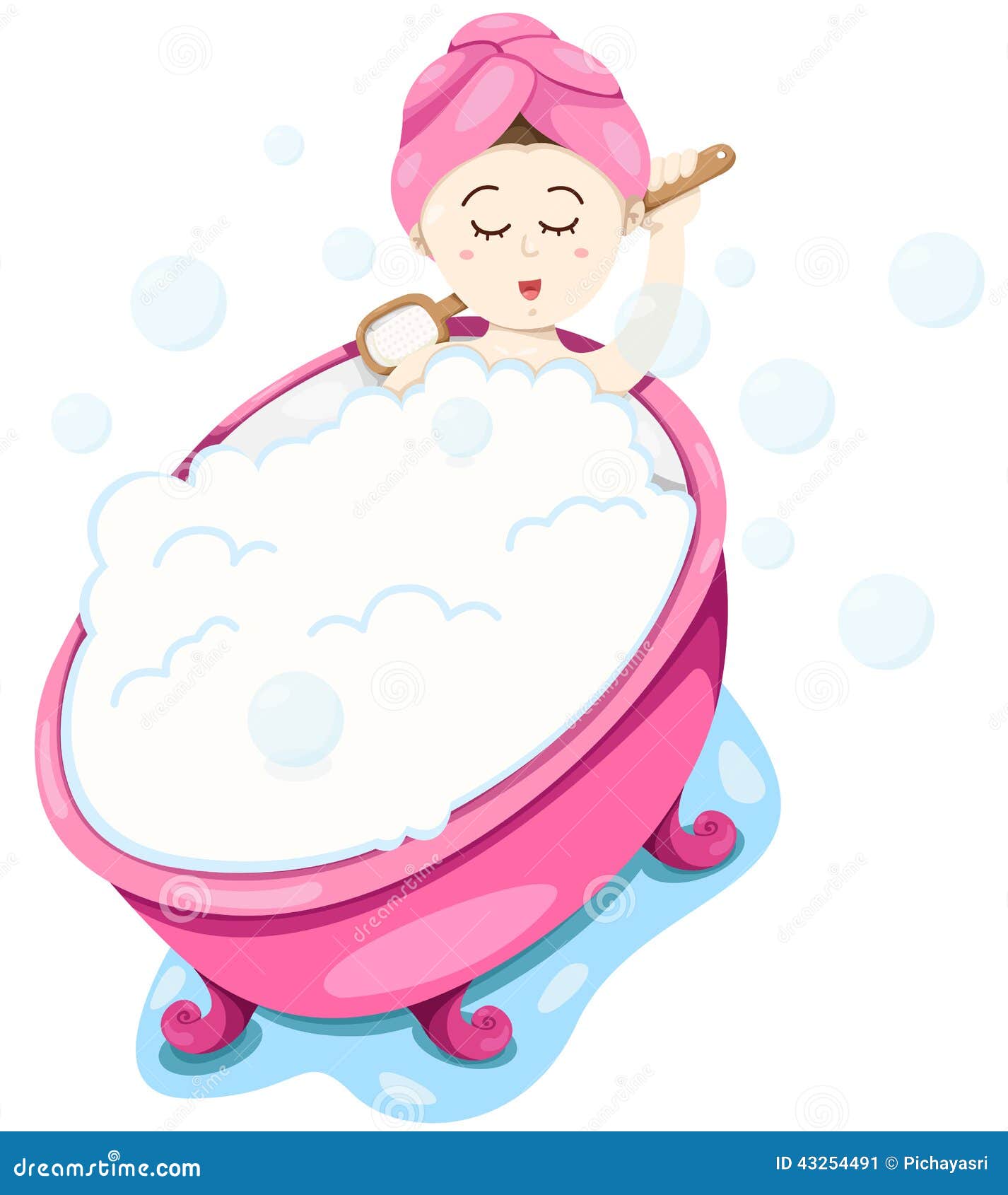 Cute Girl Take a Bubble Bath Stock Vector - Illustration of design ...