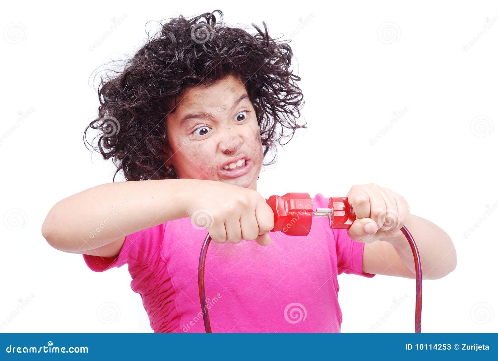 Cute Girl is Taking Electrical Wire Stock Image - Image of idea ...