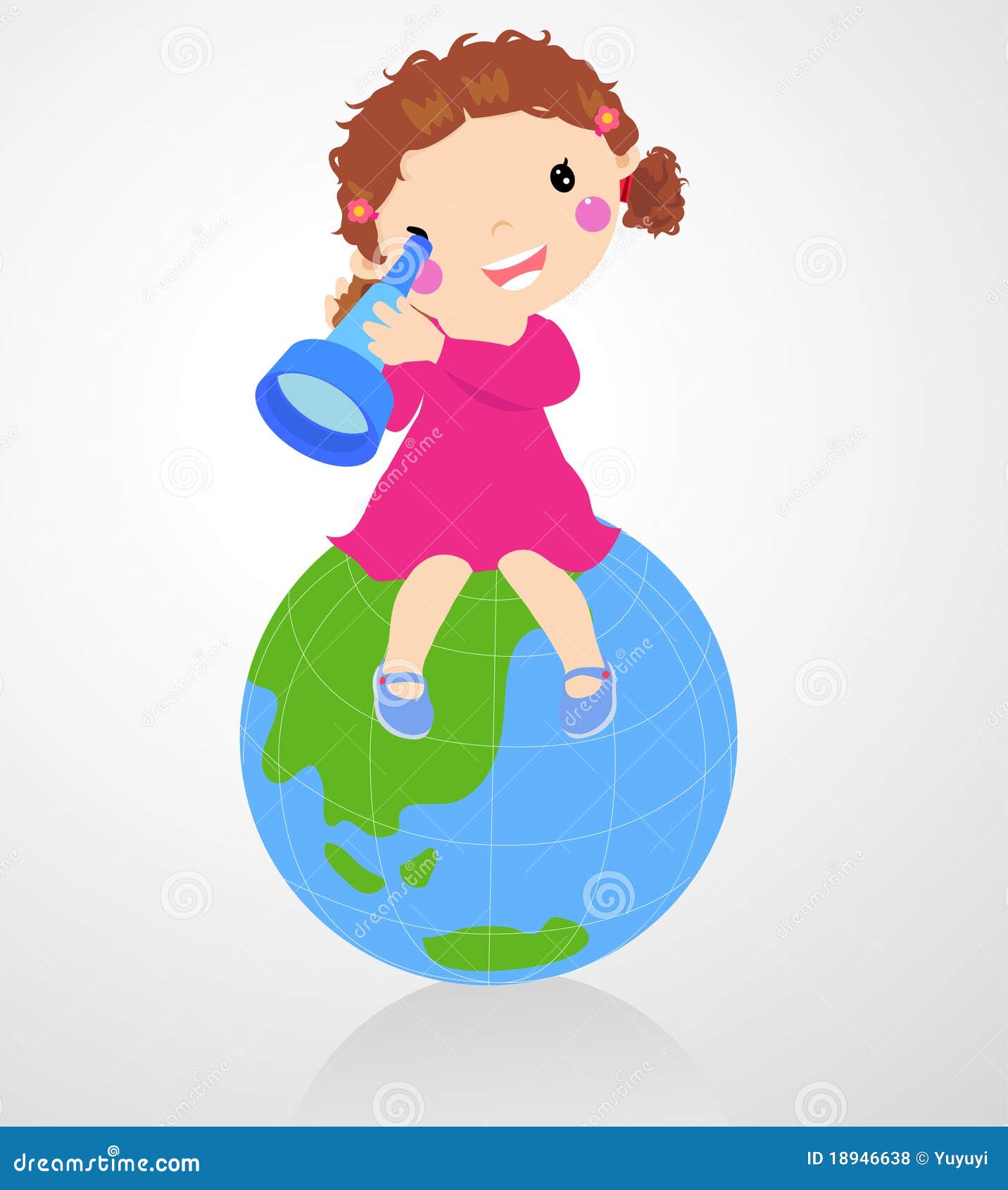 Cute girl with telescope stock vector. Illustration of group - 18946638