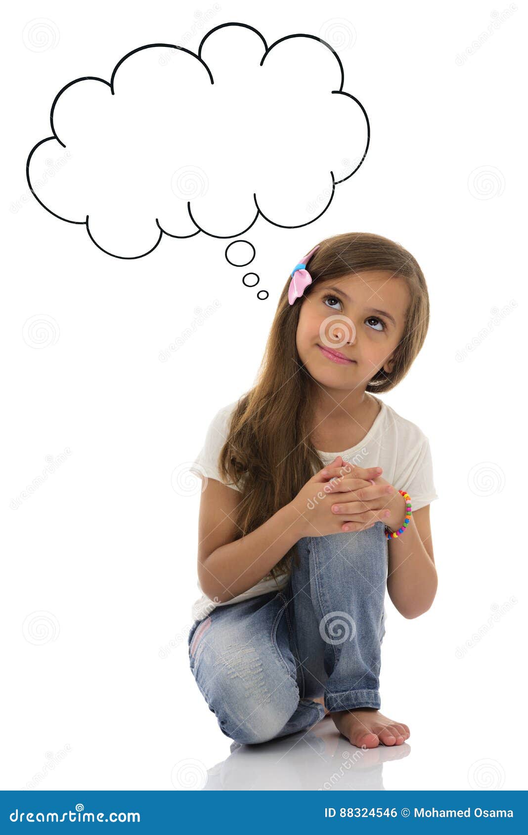 Cute Girl Thinking stock photo. Image of dream, childhood - 88324546