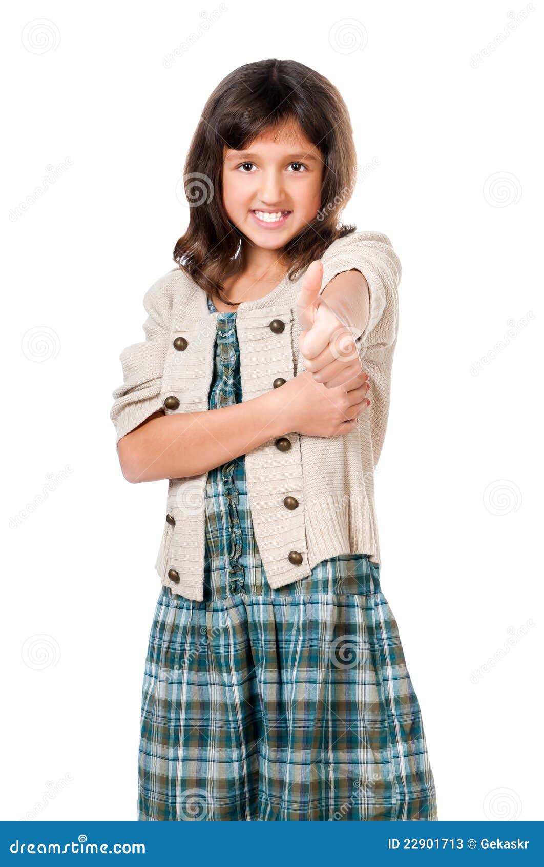 Cute girl with thumbs up stock image. Image of happiness - 22901713