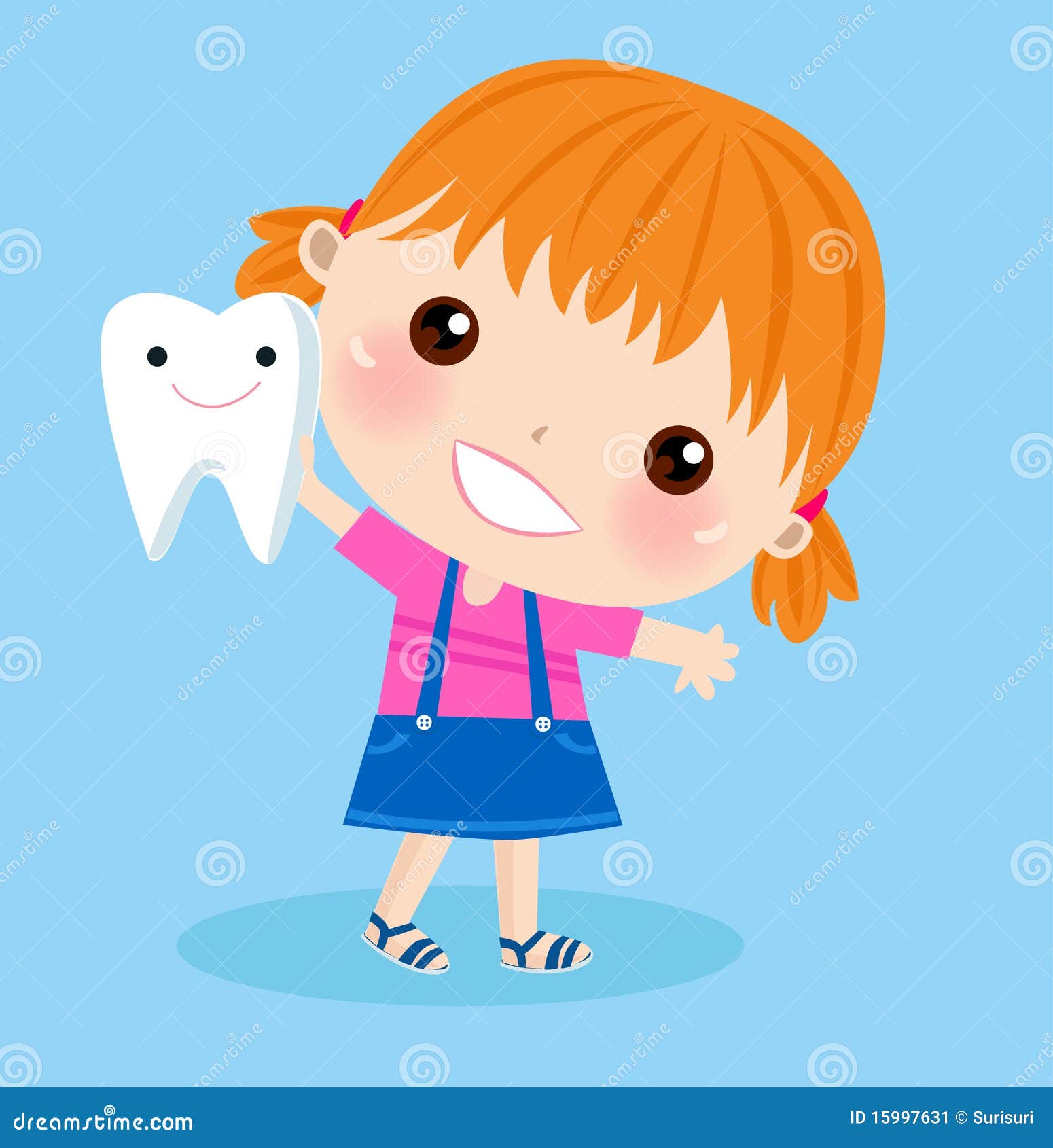 Cute girl and tooth stock vector. Illustration of medicine - 15997631