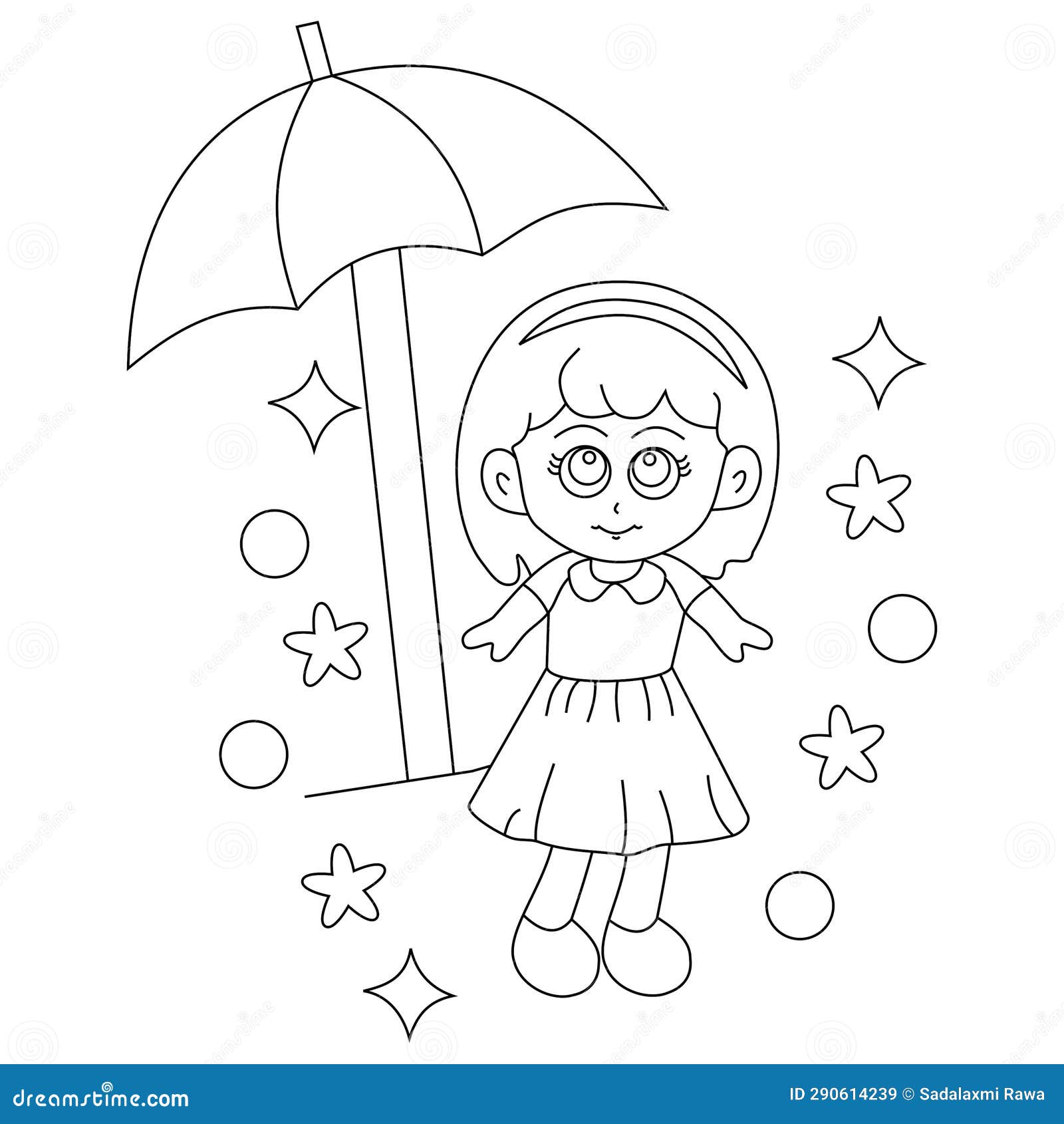 Umbrella Coloring Page Picture Worksheet For Preschool, Kindergarten ...