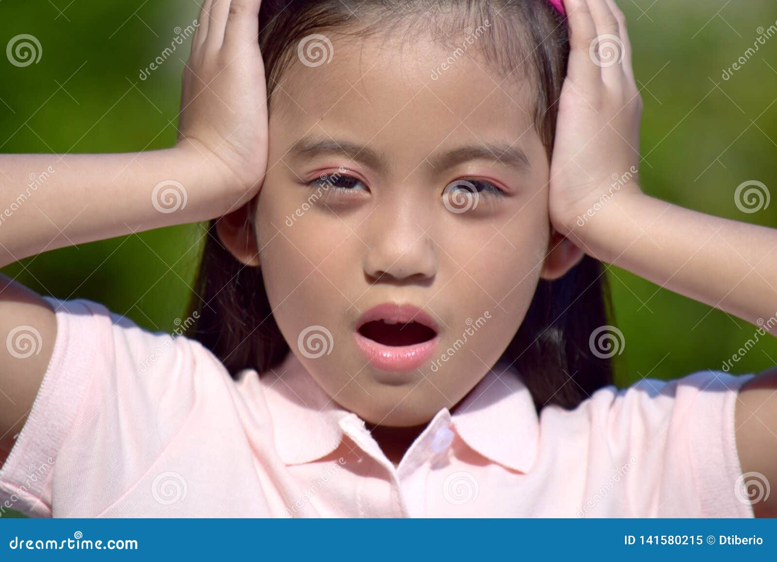 Cute Girl Under Stress stock image. Image of stressed - 141580215