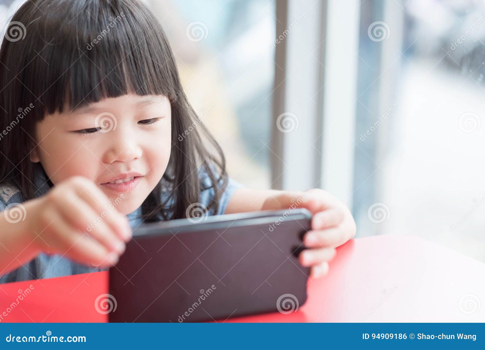 Cute girl use phone stock photo. Image of asia, smart - 94909186