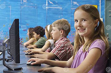 Cute Girl Using Computer stock photo. Image of children - 29662108