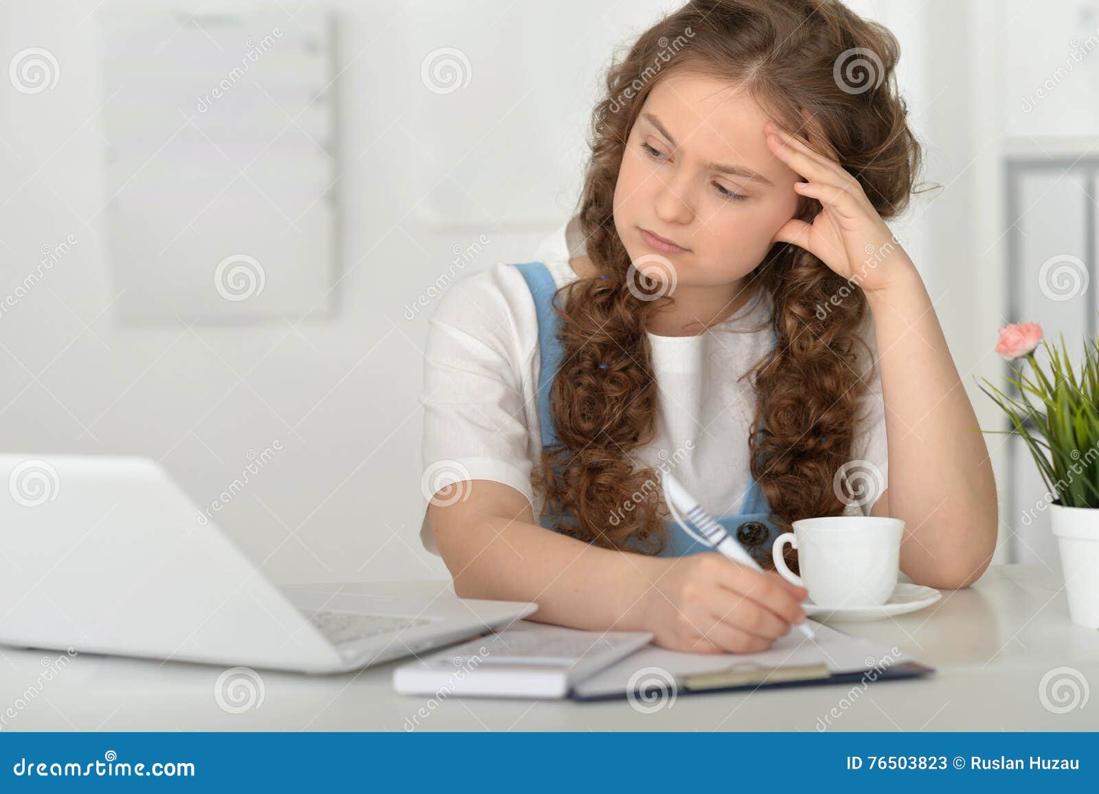 Cute Girl Using Laptop Computer Stock Image - Image of attractive ...