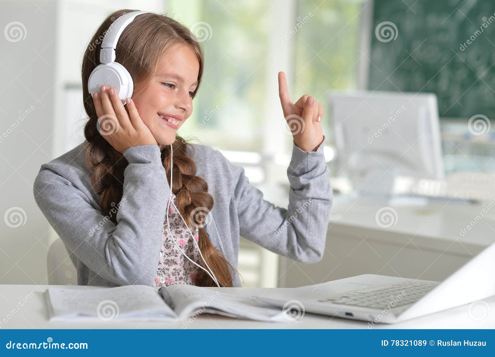 Cute Girl Using Laptop Computer Stock Image - Image of adorable, game ...