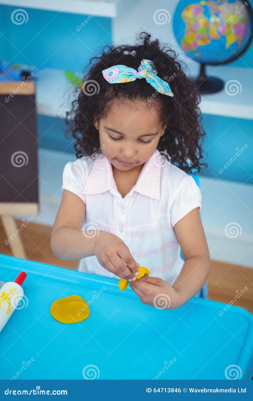 Cute Girl Using Modeling Clay Stock Photo - Image of apartment, holding ...
