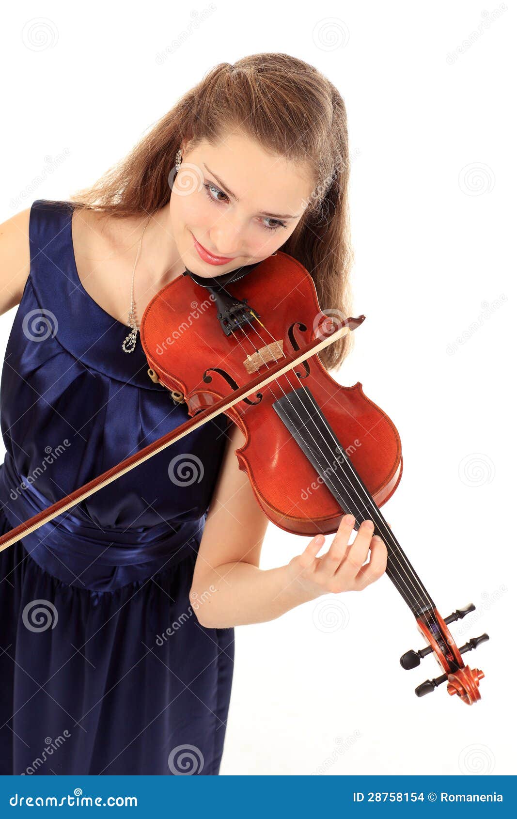 Cute Girl with Violin on a White Stock Photo - Image of white, nice ...