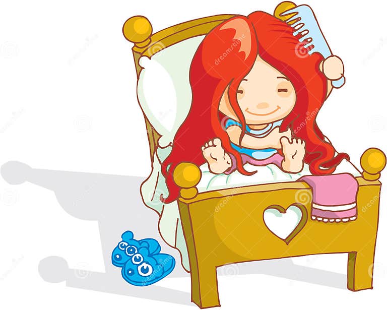 Cute Girl Wakes Up Stock Illustration Illustration Of Innocence 28523073