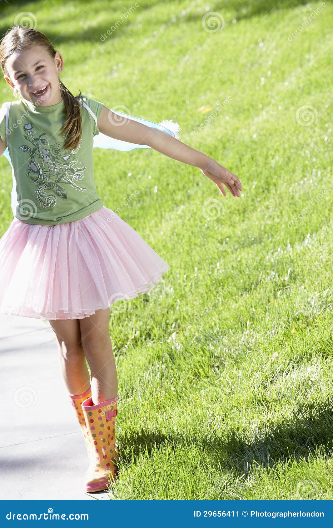Cute Girl Walking on Sidewalk Stock Image - Image of enjoy, people ...