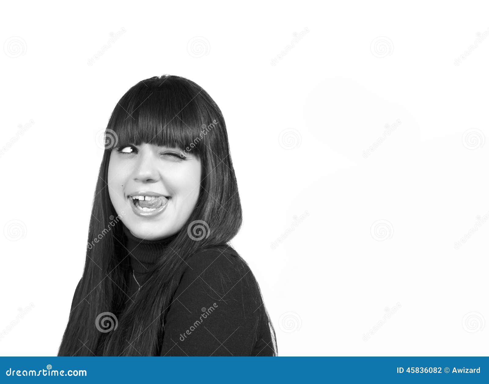 Cute girl winks stock photo. Image of coloring, brown - 45836082
