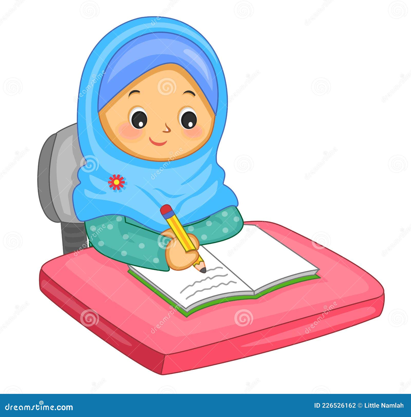 Cute Girl Writing in a Book Stock Vector - Illustration of learning ... Cute Girl Writing in a Book Stock Vector - Illustration of learning ...