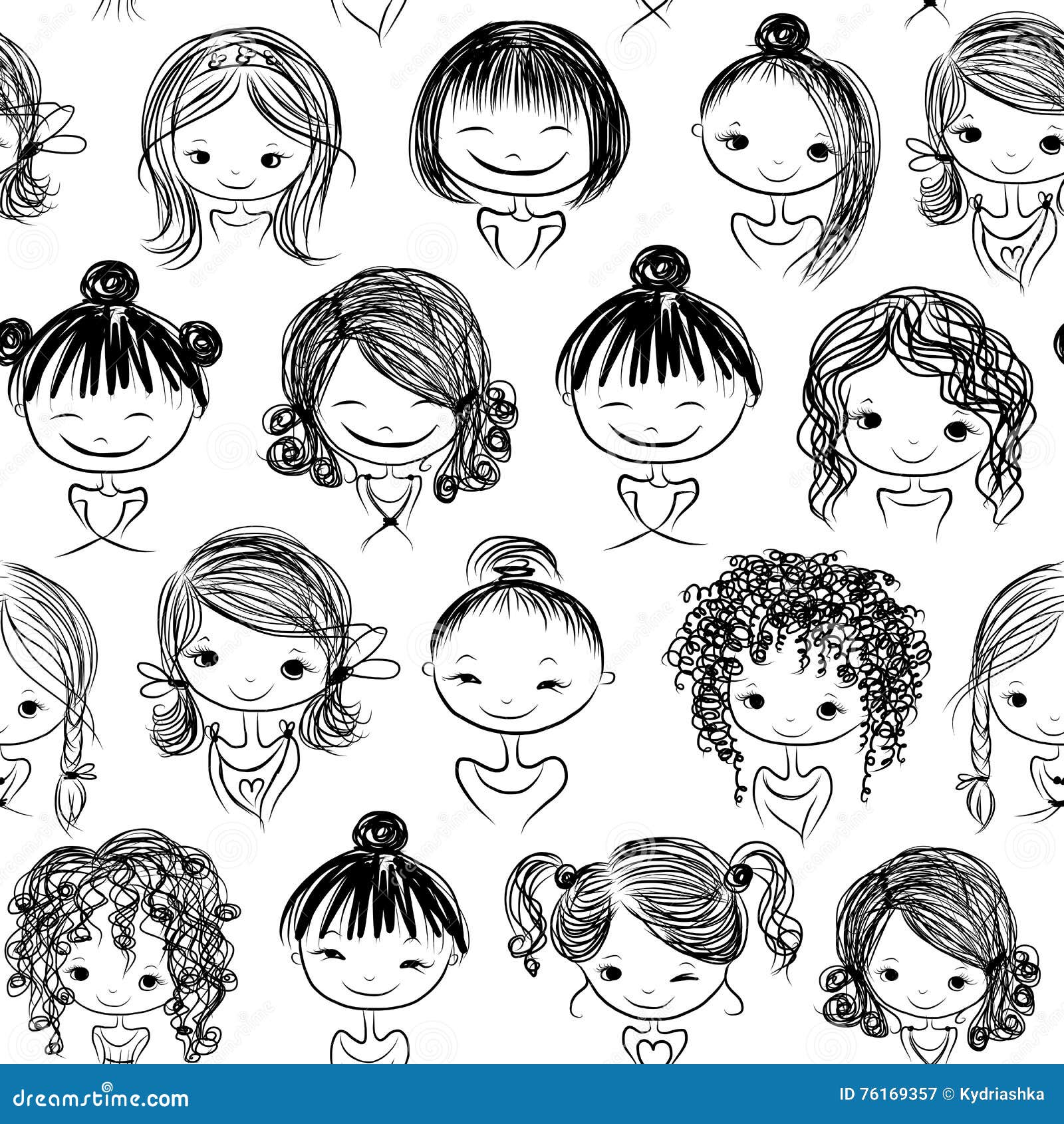 Cute Girls, Seamless Pattern for Your Design Stock Vector ...