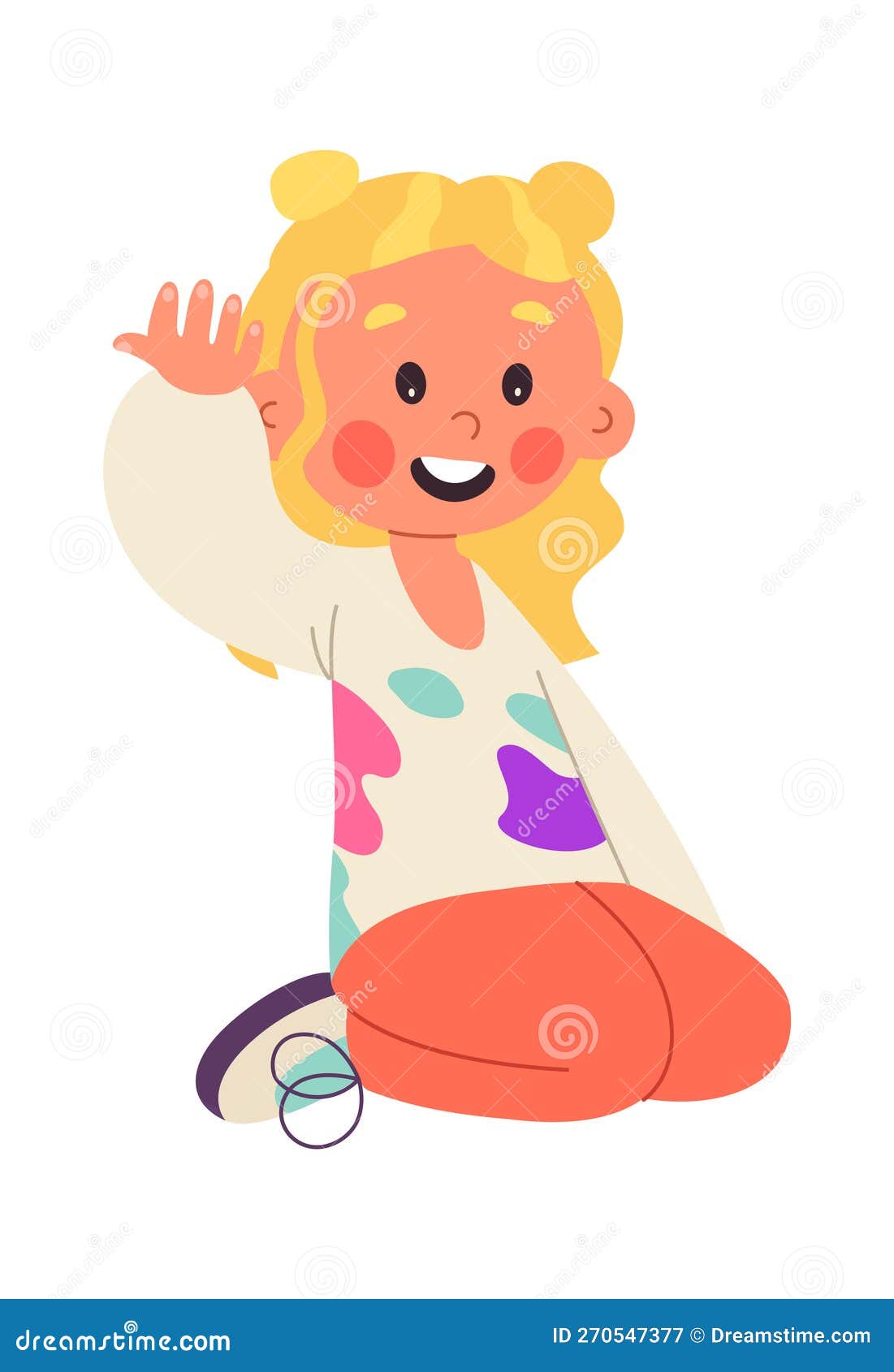 Cute Girls Sitting Flat Icon Stock Vector - Illustration of kids, color ...