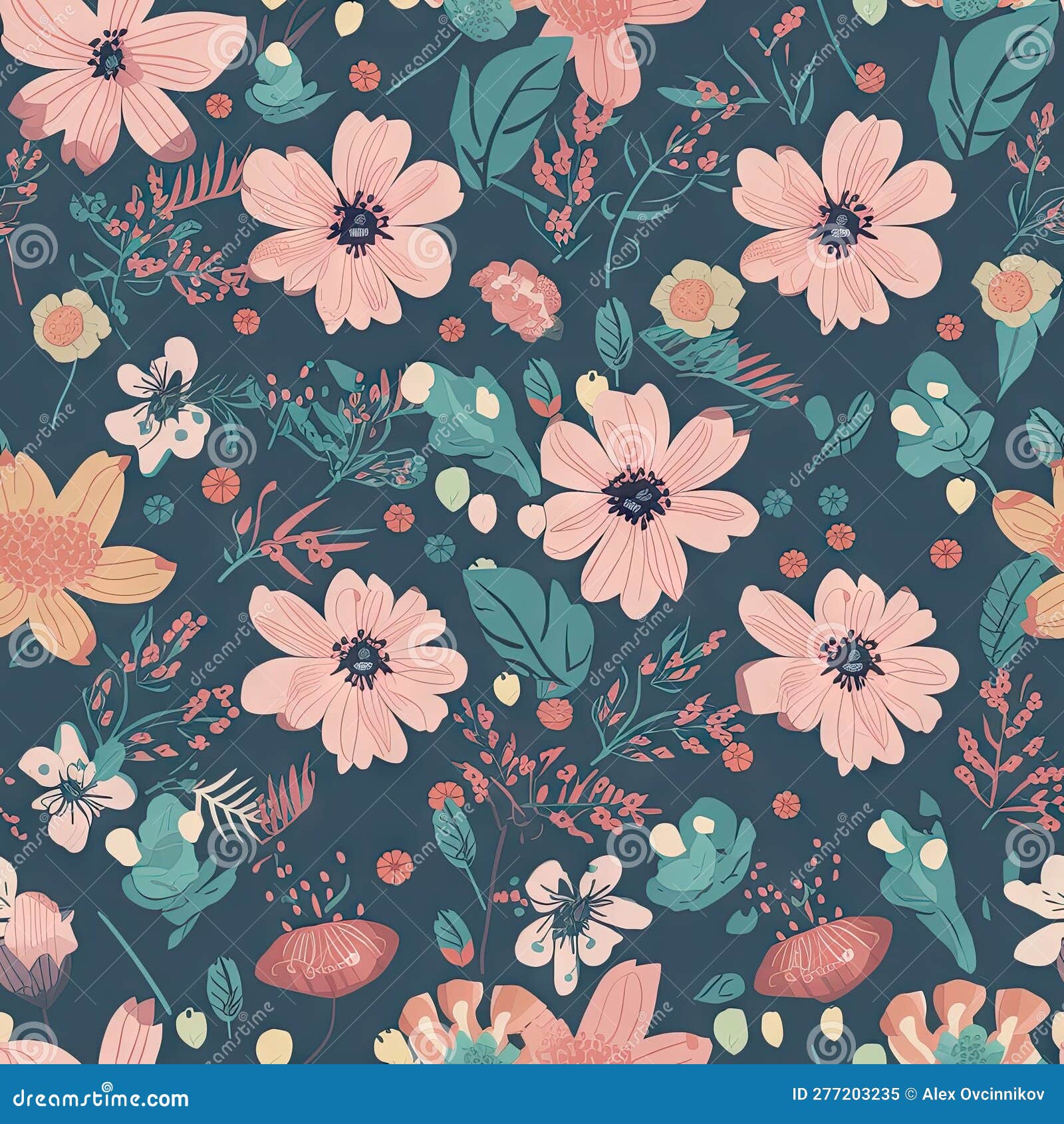 Cute Girly Flower Pattern for Scrapbooking and Invitations. Stock ...